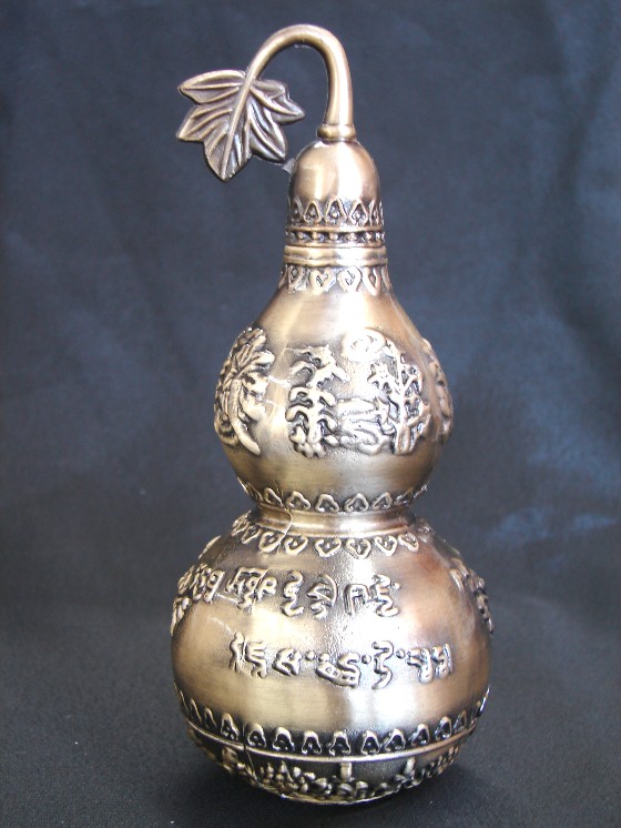 Brass Metal Wu Lou Carved with Chinese Herbs