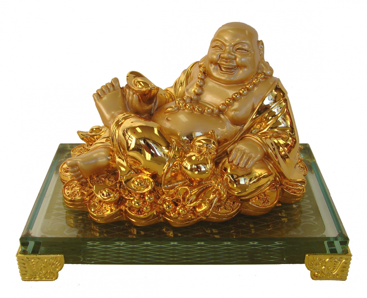 Golden Lying Down Happy Money Buddha Statue