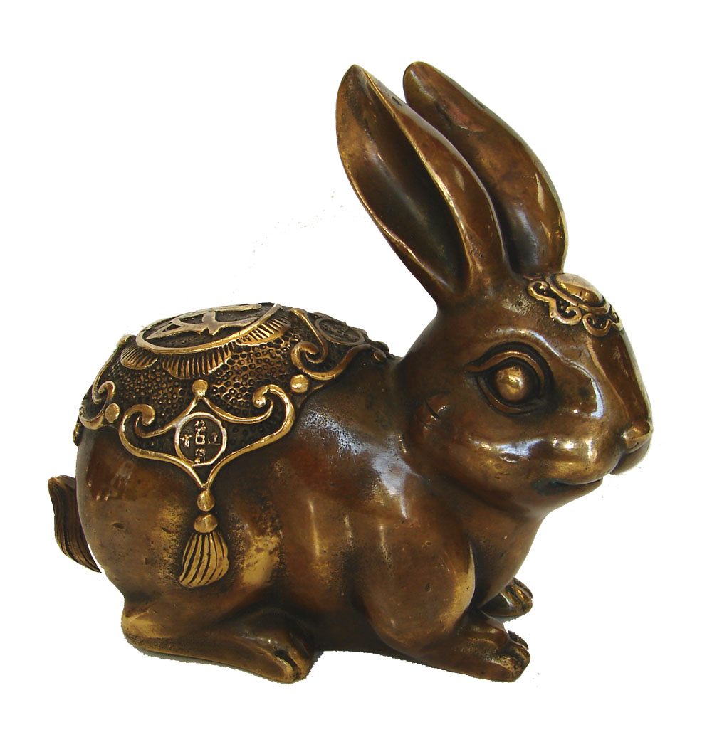 Pair of Brass Metal Copper Rabbit Statue