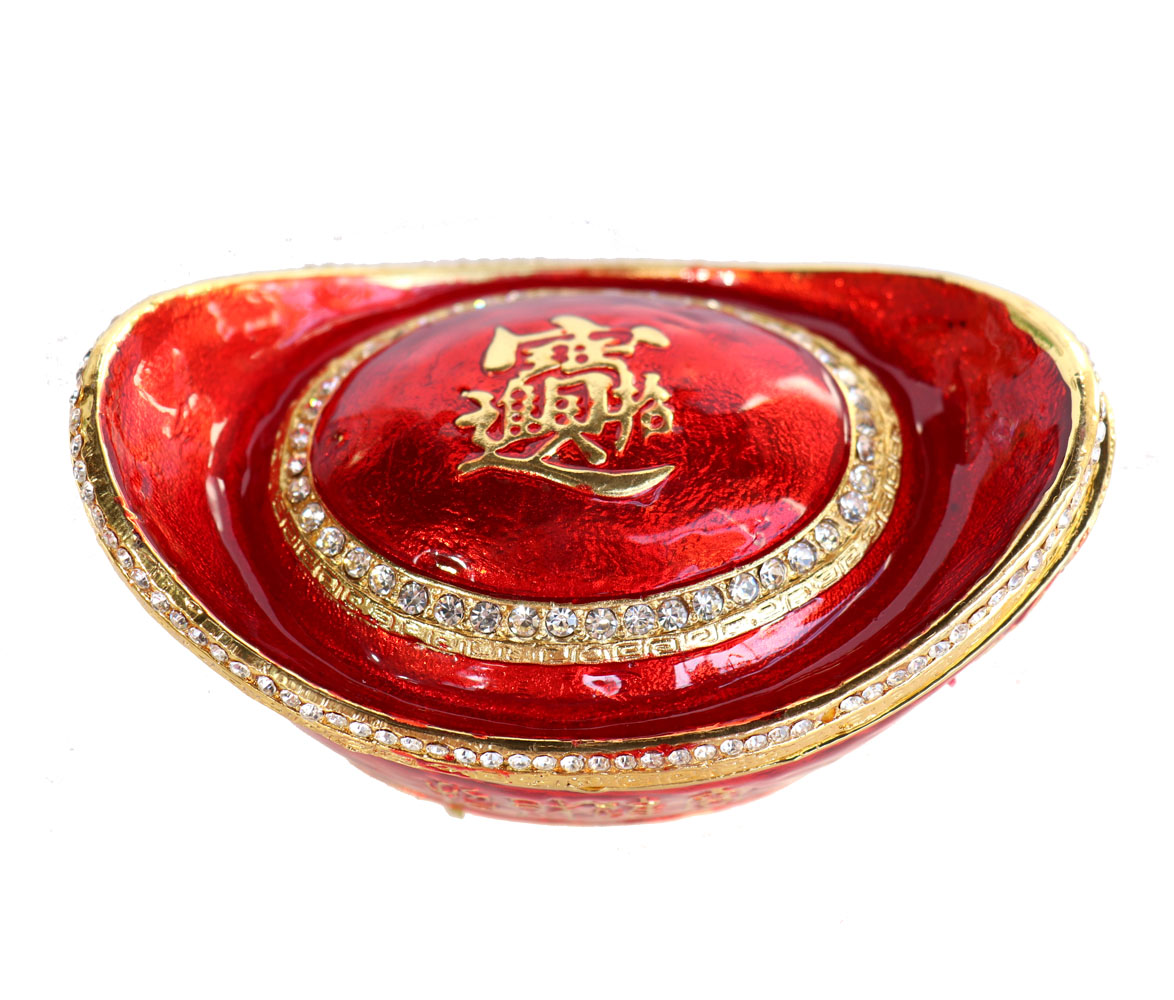 Big Bejeweled Red Feng Shui Ingot